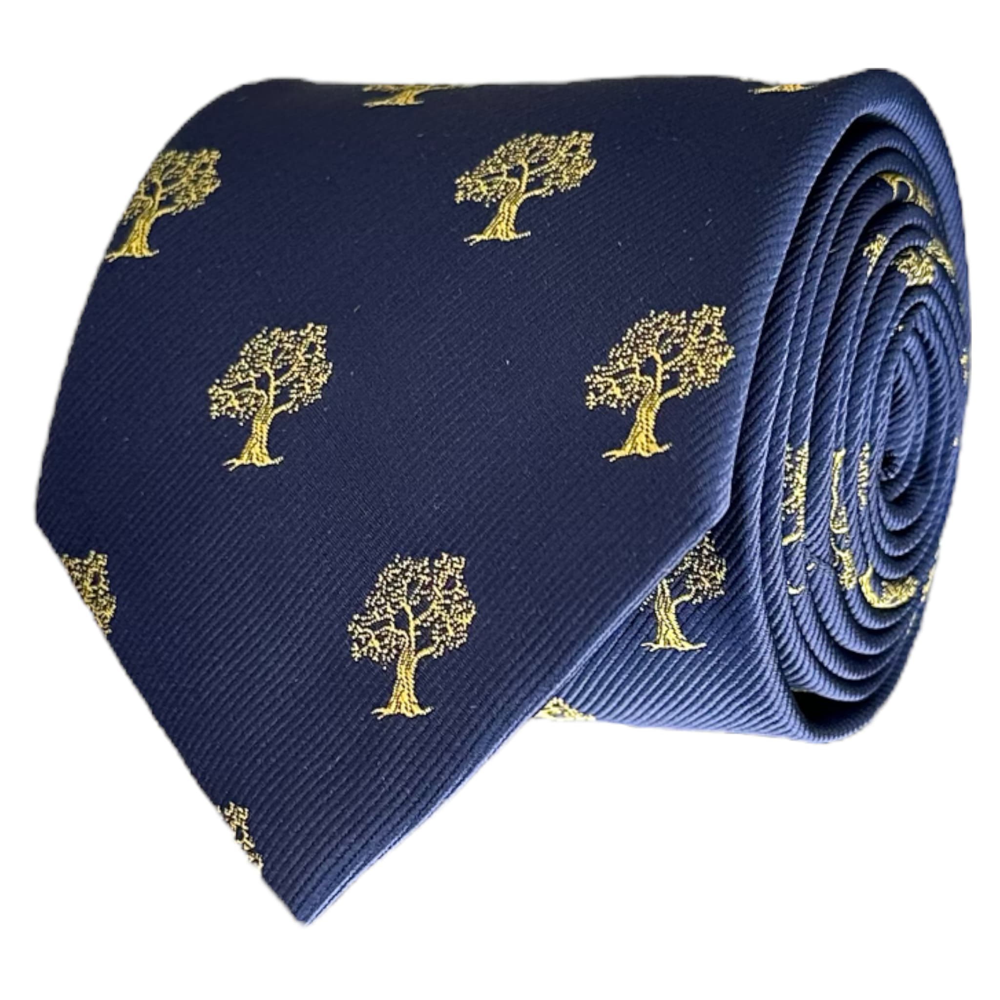 Navy Blue & Gold Tree Necktie - OFL Ties